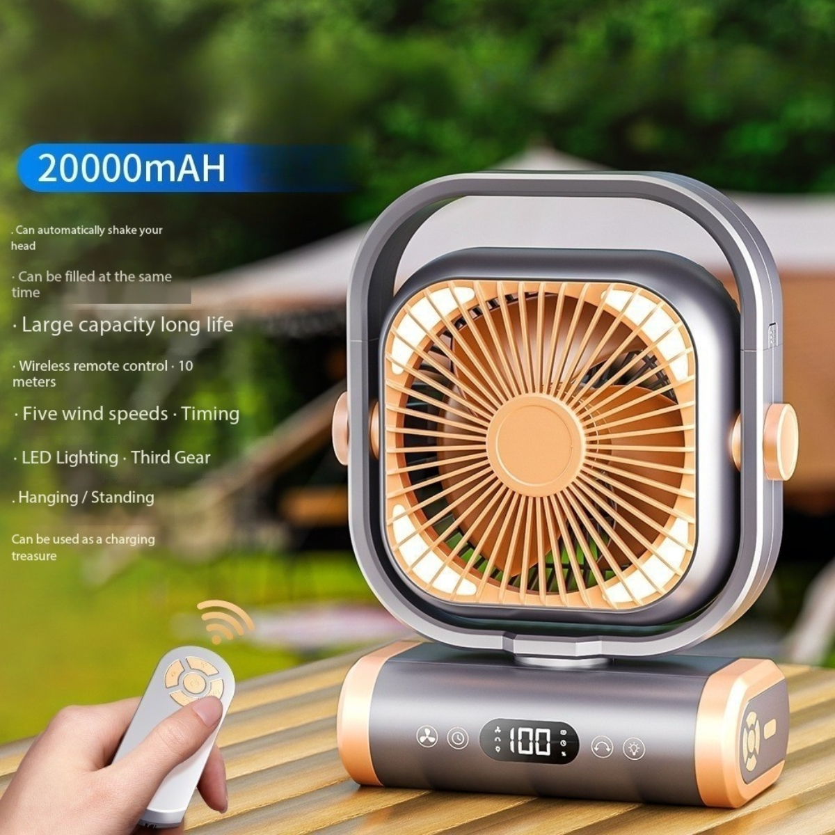 FLYSTAR Camping Outdoor Ventilator mit 20000mAh Akku, LED-Beleuchtung ...