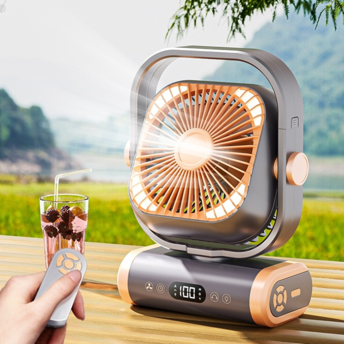 FLYSTAR Camping Outdoor Ventilator mit 20000mAh Akku, LED-Beleuchtung ...