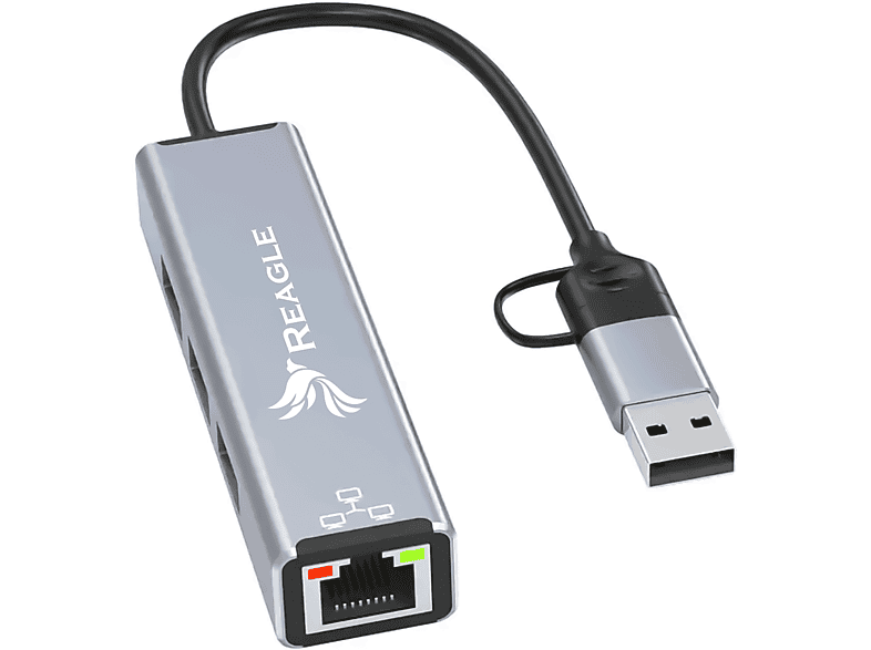 REAGLE 2in1 USB-C/A auf RJ45 + 3x USB M1 M2, USB Hub, Silber | MediaMarkt