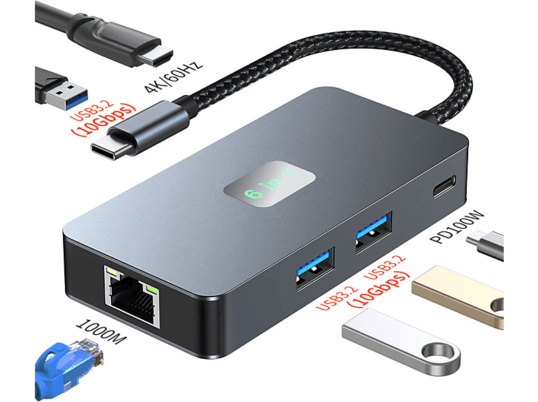 KINSI 2308 USB-C Hub, Silber | MediaMarkt