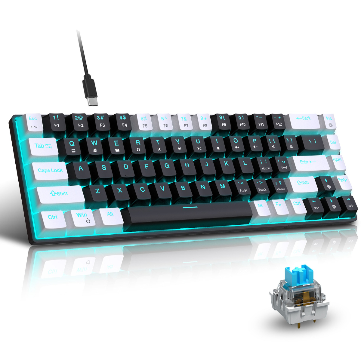 FORSMAN 68-Tasten Gaming Tastatur PC Mechanisch Tastatur, Gaming ...