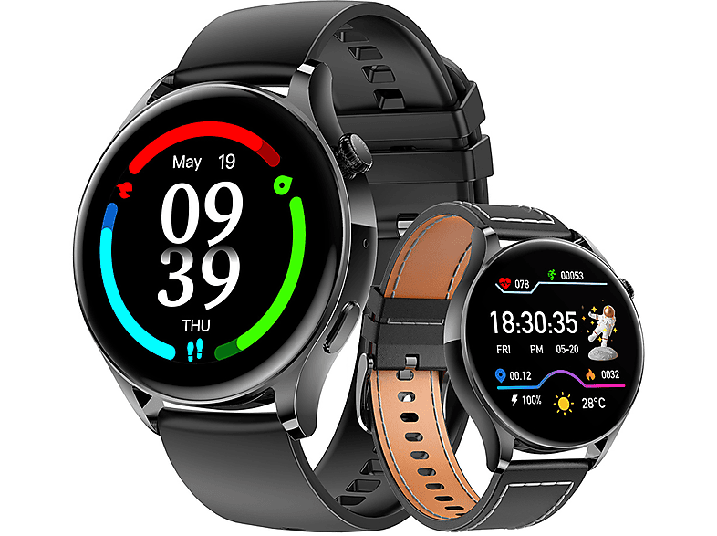 SROSS Smartwatch Damen Herren, 1,32" Runde Fitnessuhr mit Anruffunktion ...