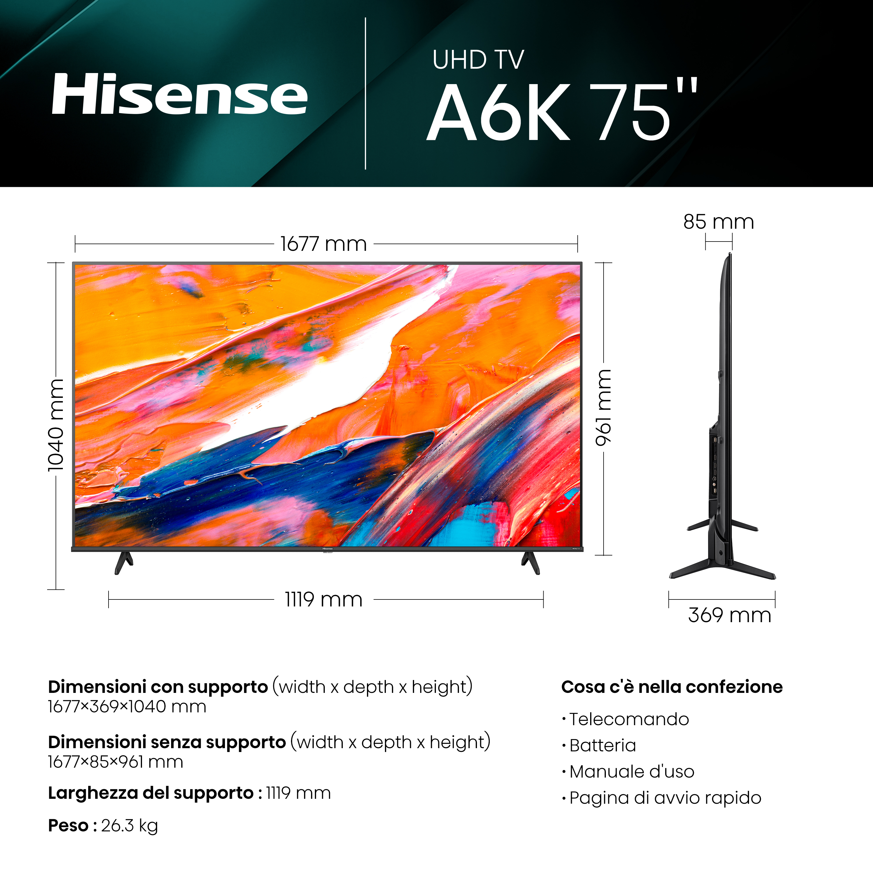 HISENSE 75A6K TV LED, Piatto, 75 ", UHD 4K | MediaWorld.it