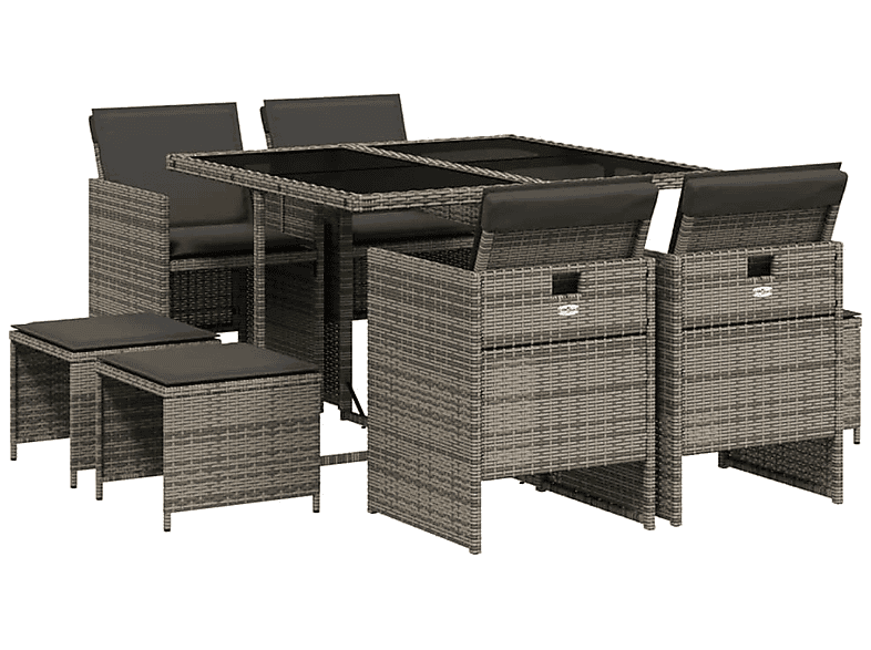 VIDAXL 3210596 Gartentisch- und Stuhlset, Grau | MediaMarkt