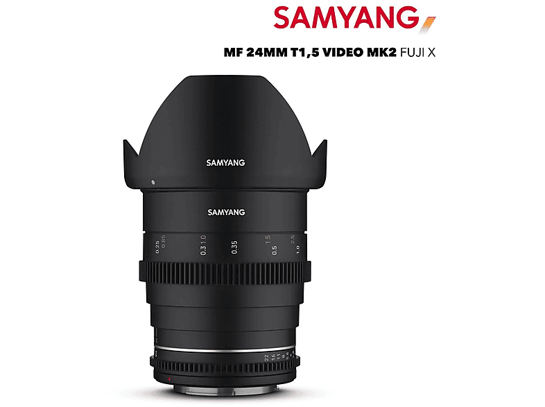 SAMYANG MF 24mm T1,5 VDSLR MK2 Fuji X 0,0-0,0 (Objektiv für Fuji X-Mount, schwarz) | MediaMarkt