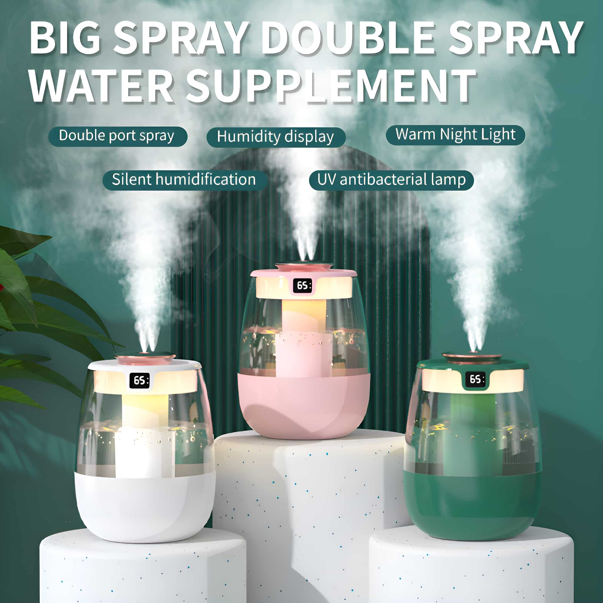 YEMASTER Luftbefeuchter-Hochleistungs-Doppel-Sprüh mit UV-Desinfektion ...