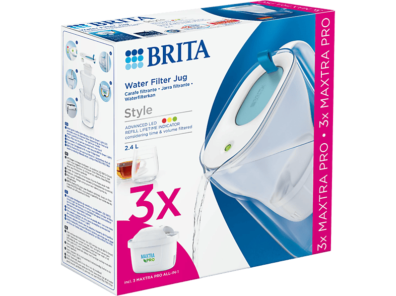 BRITA Brita Style Cool Blue + 3 Maxtra Pro Waterfilterkan Blauw ...