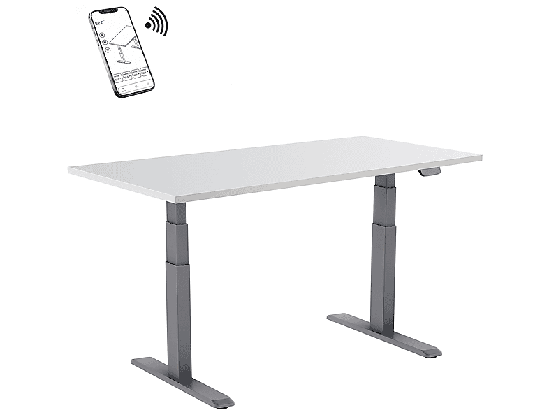 Mesa de escritorio regulable | KIMEX 150-2412K2W Ergonómica, altura 62 ...