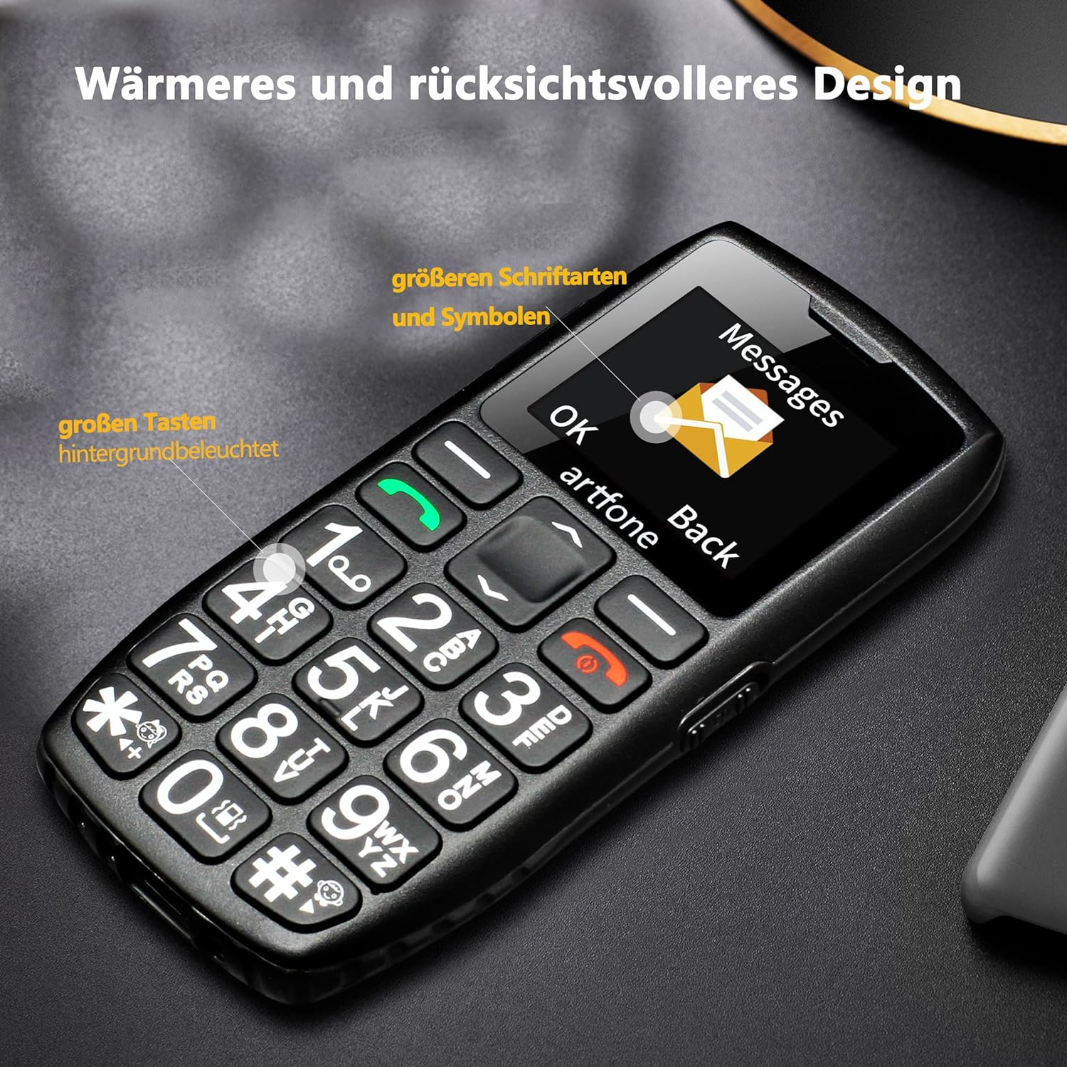 ARTFONE C1+ 4G 1400mAh SOS Großen Tasten mit Ladestation Seniorenhandy ...