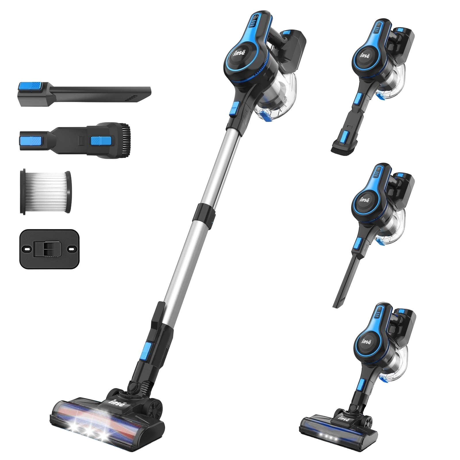 INSE N5 Akku-Stielstaubsauger, maximale Leistung: 250 Watt, blau ...