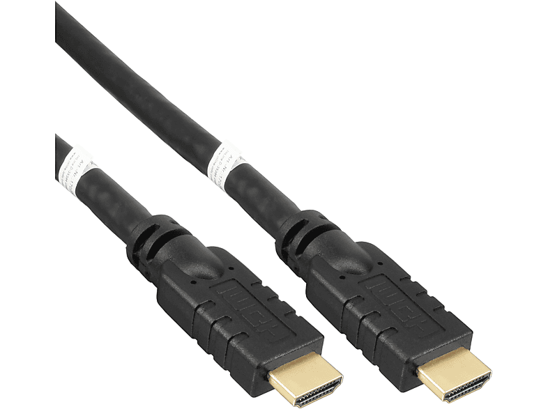 INLINE InLine® HDMI-High Speed Kabel mit Ethernet, ST / ST, aktiv, schwarz / gold, 30m HDMI High ...