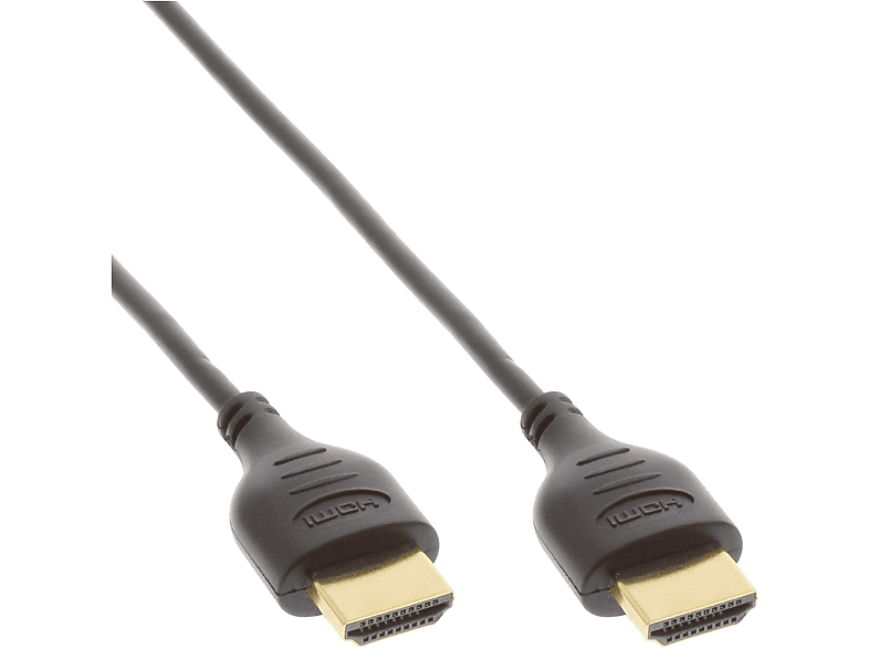 INLINE InLine® HDMI Superslim Kabel A an A, HS mit Eth., Premium, schwarz / gold, 0,5m High ...