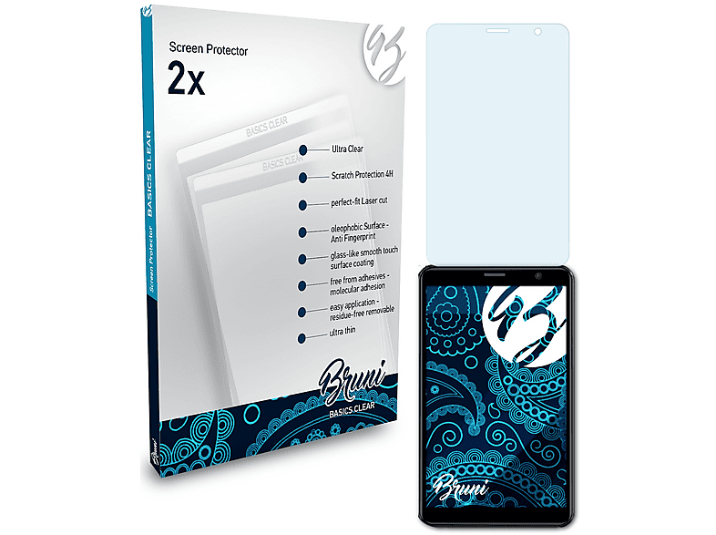 BRUNI 2x Basics-Clear Schutzfolie (für Sky Devices Sky Pad 8 Pro ...