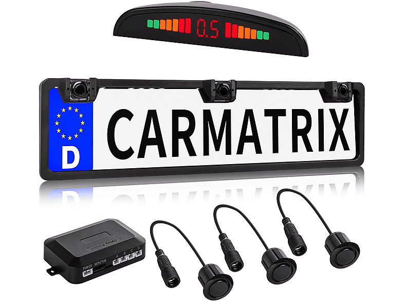 CARMATRIX Funk PDC Einparkhilfe 3 Parksensoren im Nummernschild ...