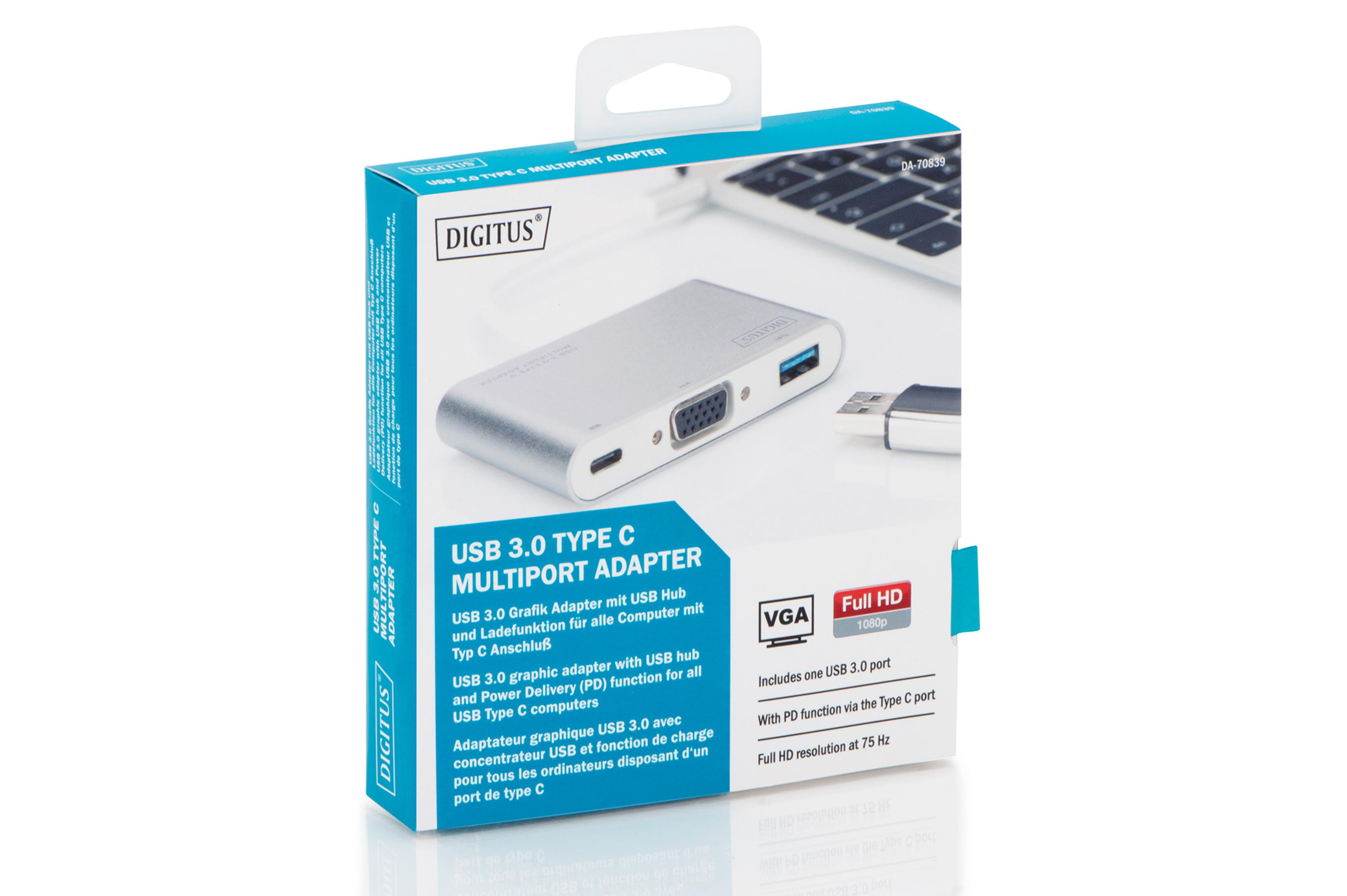 DIGITUS DA 70839 TYPE C MULTIPORT VGA/USB3.0/USB-C Multiport Adapter ...
