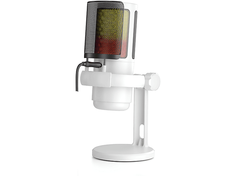 SYNTEK USB Desktop-Mikrofon mit RGB-Beleuchtung Mikrofon Weiß | MediaMarkt