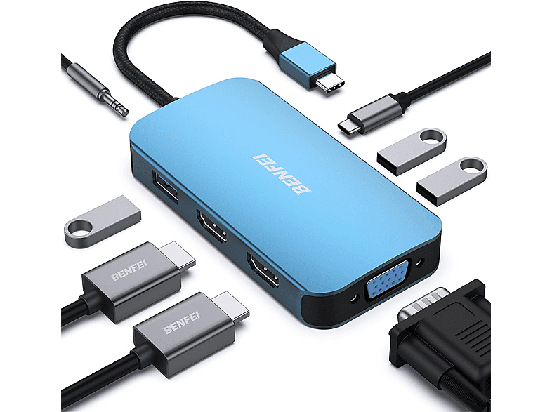 BENFEI USB C MST 8-in-1 USB HUB, Blau | SATURN
