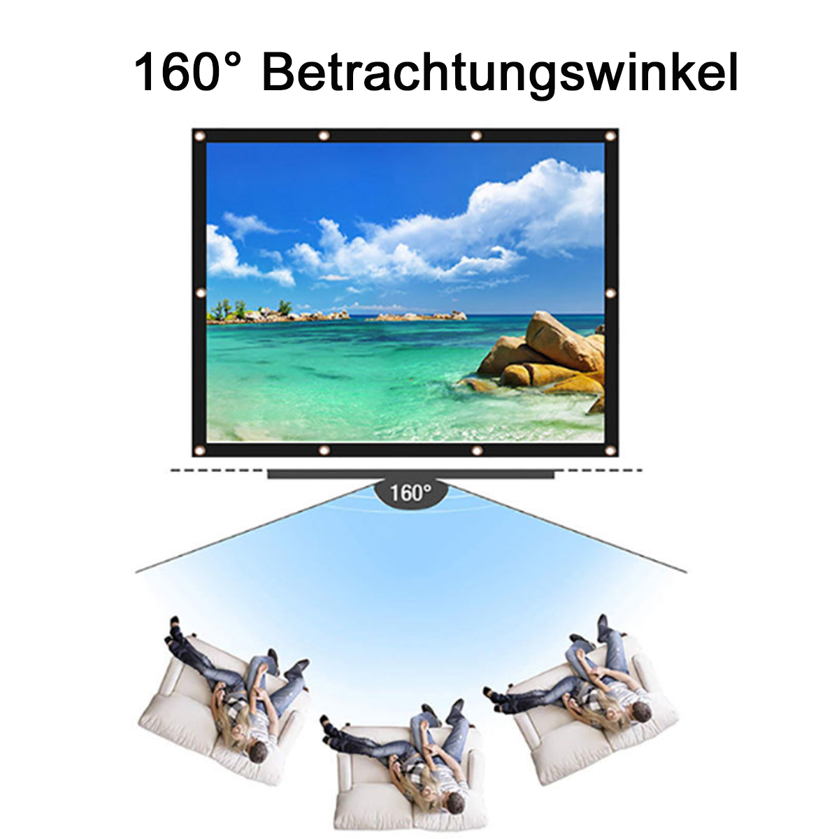NAXSIR 100 Zoll, Verhältnis der Bildschirmgröße (16:9) Beamer Leinwand ...