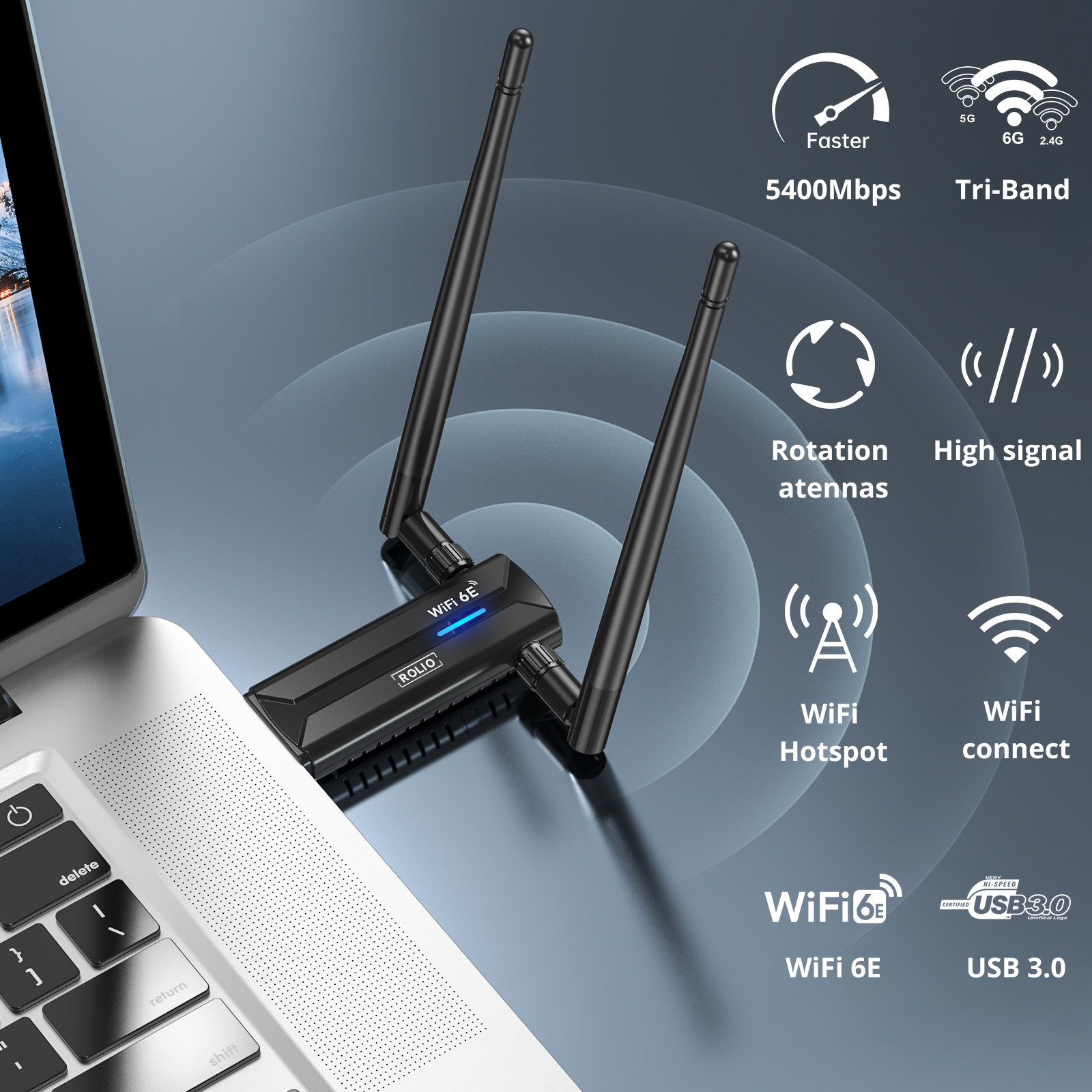 ROLIO 5400Mbps WiFi 6E WLAN Adapter | MediaMarkt