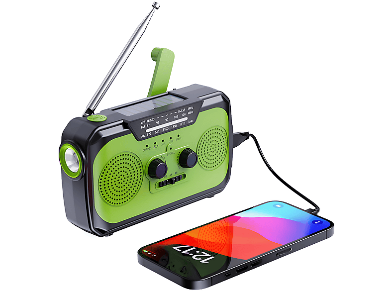 DECOME Vielseitiges Notfallradio mit Handkurbel und Solarladefunktion ...