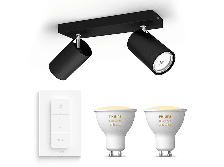 PHILIPS HUE Kosipo Spot en saillie avec 2 points lumineux GU10 (noir ...