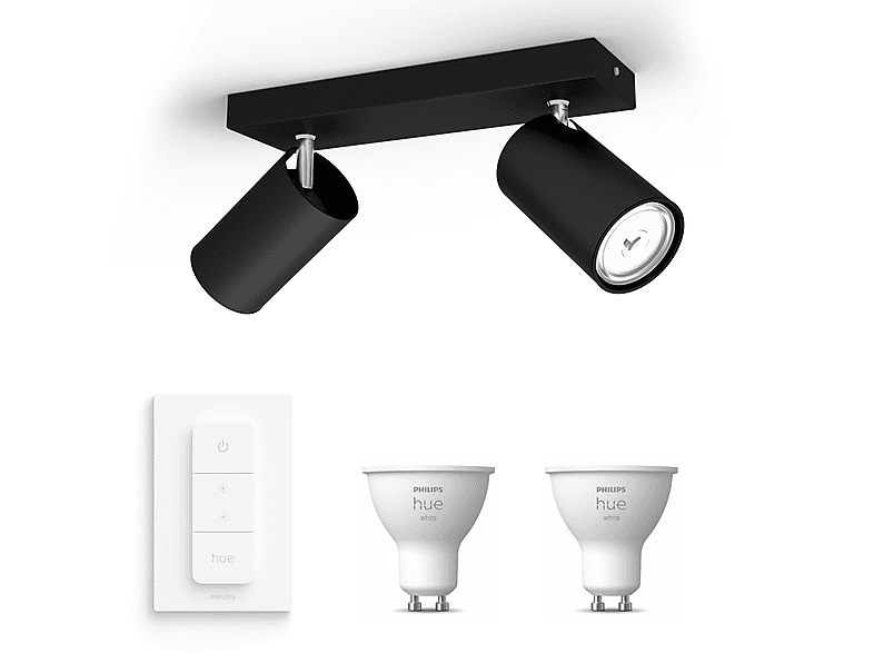 PHILIPS HUE Kosipo Spot en saillie avec 2 points lumineux GU10 (noir ...