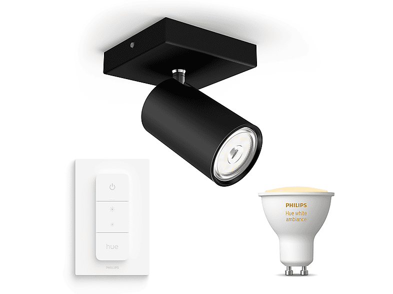 PHILIPS HUE Kosipo Spot en saillie avec 1 point lumineux GU10 (noir ...
