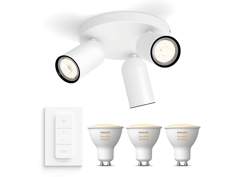 PHILIPS HUE Pongee Spot en saillie avec 3 points lumineux GU10 (blanc ...