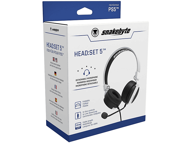 SNAKEBYTE SB916083 PS5 HEAD:SET 5, On-ear Gaming Headset Schwarz/Weiß ...