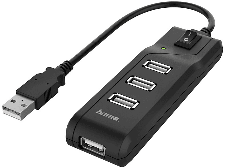 HAMA 200118 USB 2.0 HUB, 4 PORTS, 480 MB, USB Hub, Schwarz | MediaMarkt