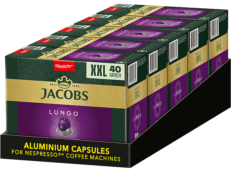 JACOBS Lungo 8 Intenso XXL-Pack 5 x 40 Kaffeekapseln (Nespresso System) | MediaMarkt