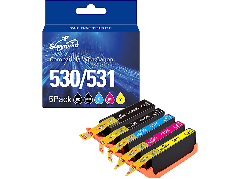 SUPERPRINT PGI-530/CLI-531 Tintenpatrone Schwarz, Cyan, Magenta, Gelb ...