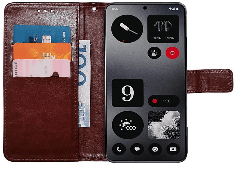 CASEONLINE 3-karten, Bookcover, Nothing, CMF Phone 1, Braun | MediaMarkt