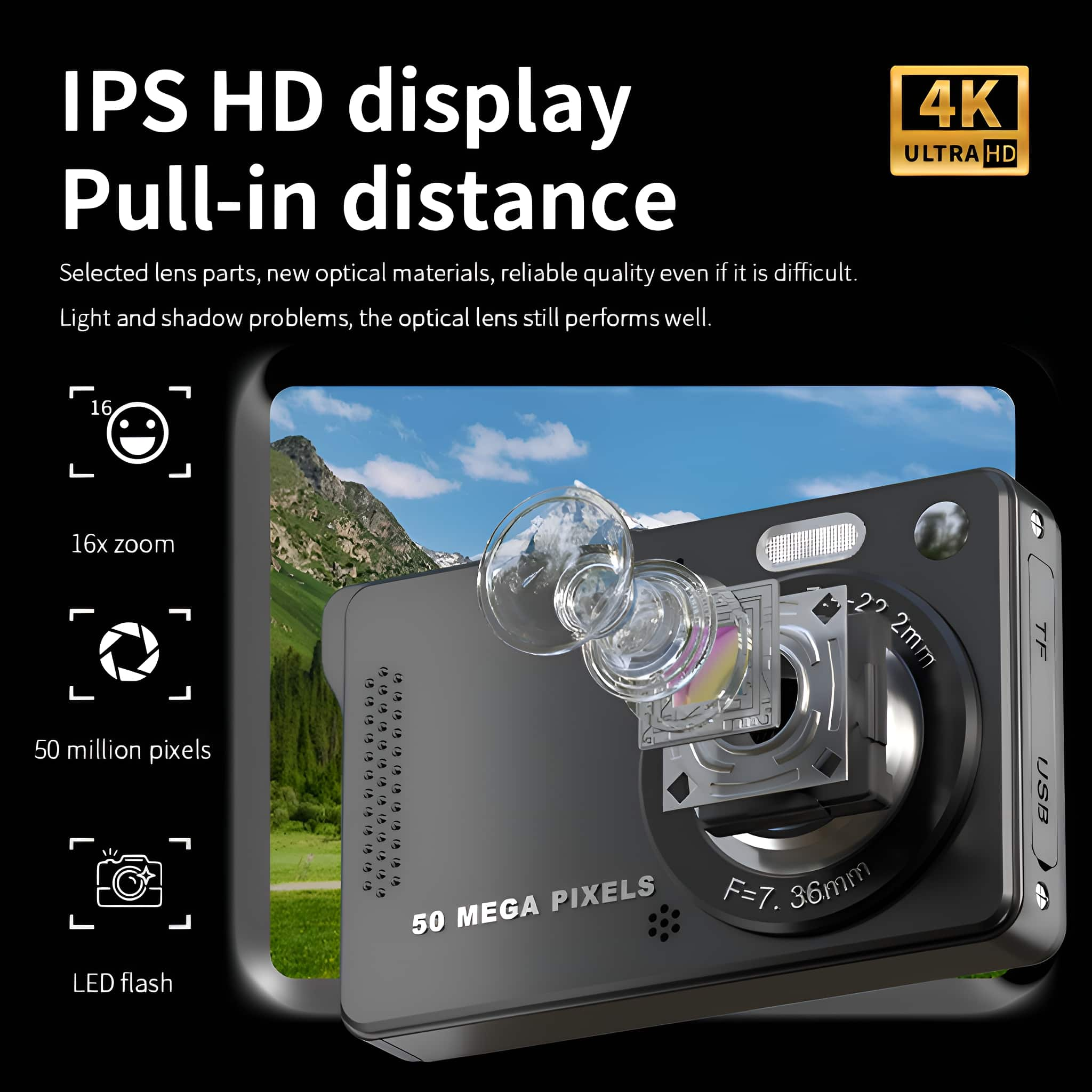 ENBAOXIN 4K Studenten-Kamera 50 Megapixel HD-Kompaktkamera ...