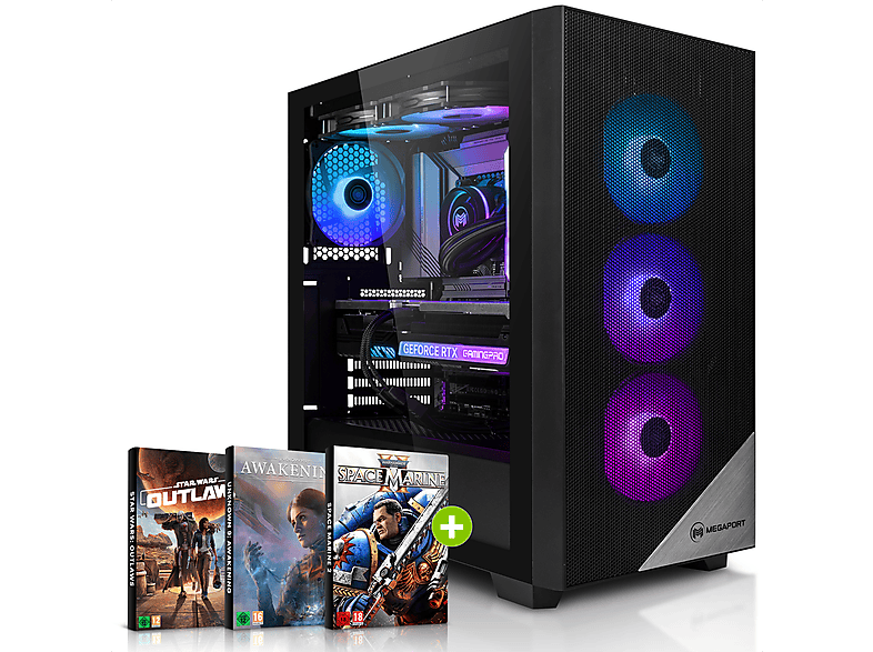 MEGAPORT AMD Ryzen 9, Gaming PC Ryzen™ 9 9900X Prozessor, 32 GB RAM, 1000 GB SSD, NVIDIA GeForce ...