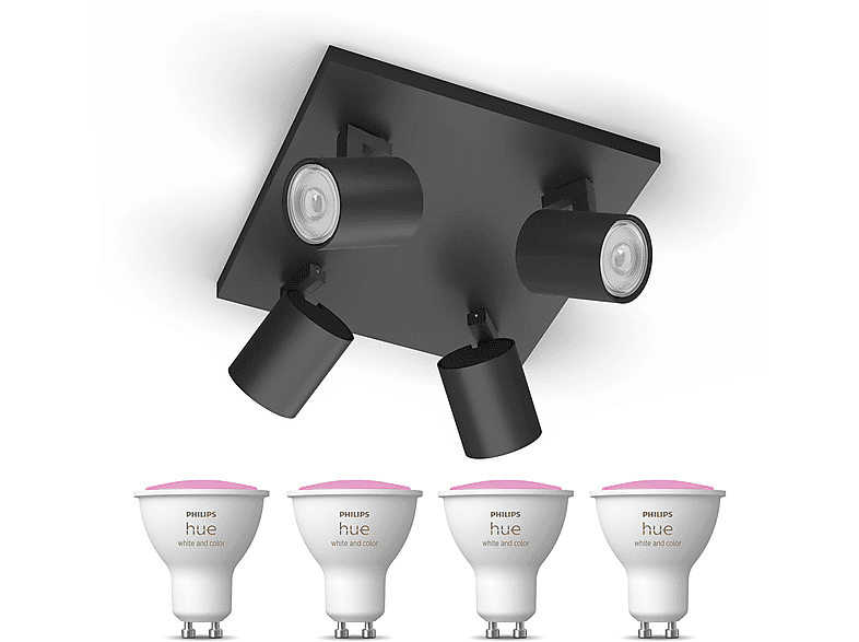 PHILIPS HUE Runner Spot en saillie avec 4 points lumineux GU10 (noir ...