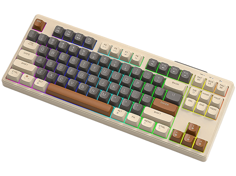 FLYSTAR Kabellose Bluetooth-Tastatur 87 Tasten Dual-Mode RGB ...