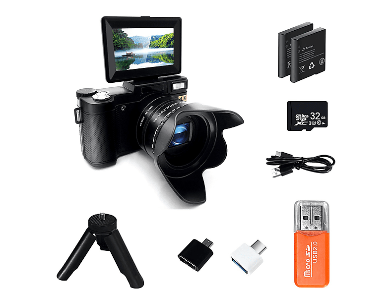 YEMASTER 4K Digitalkamera mit 48MP, 8x Digitalzoom, 3 Zoll Bildschirm Digitalkamera Schwarz ...