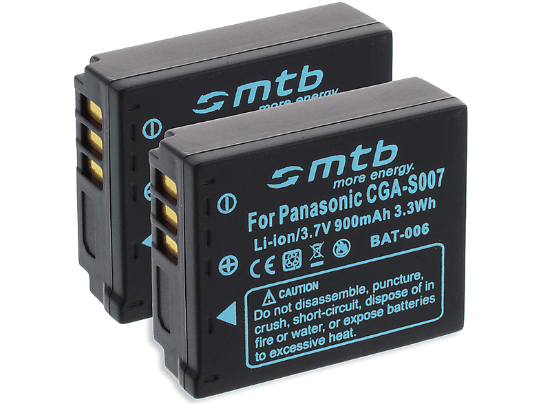 MTB MORE ENERGY 2x CGA-S007 kompatibler Akku für Panasonic CGA-S007 Akku, Li-Ion, 900 mAh | SATURN