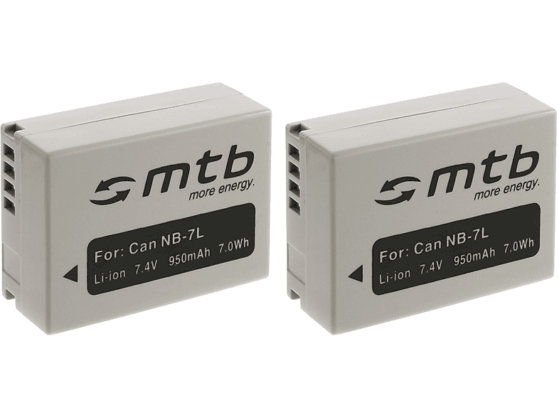 MTB MORE ENERGY 2x NB-7L kompatibler Akku für Canon Digitalkameras NB-7L Akku, Li-Ion, 950 mAh ...