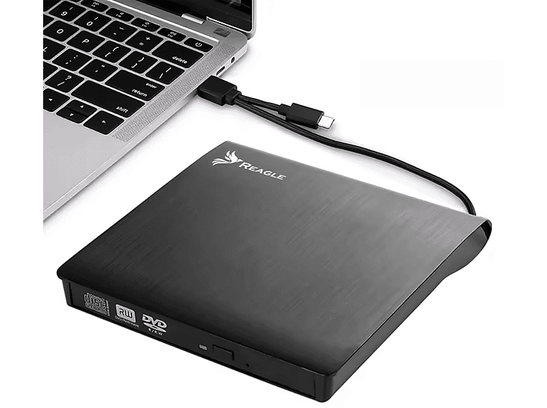 Grabadora de DVD | USB-C 2 en 1 CD/DVD para portátiles REAGLE, Negro ...