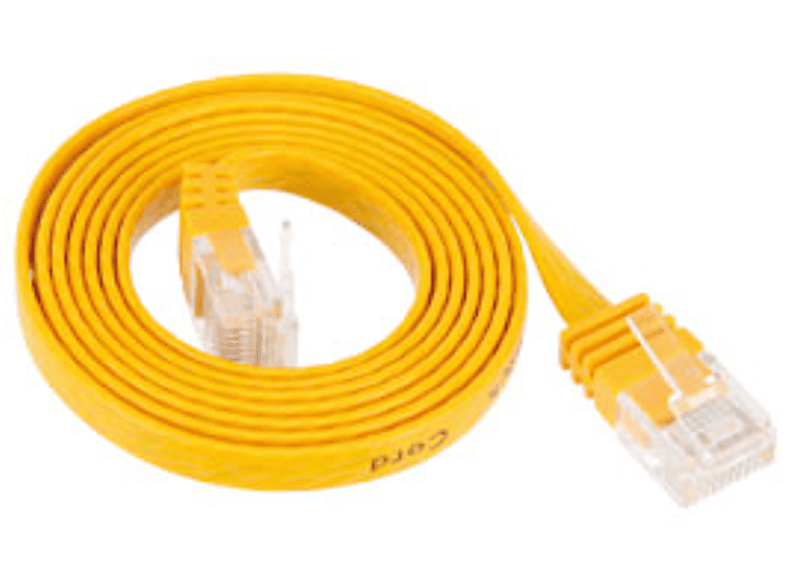 TECLINE Patchkabel-Flachkabel U/UTP cat. 6 slim gelb 3m, Netzwerk LAN Kabel RJ45, 3 m | MediaMarkt