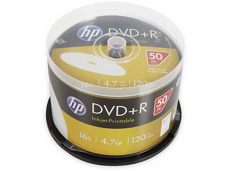 HP DVD+R 4.7GB, 120Min, 16x, Cakebox, 50 CDs bedruckbar DVD+R | MediaMarkt