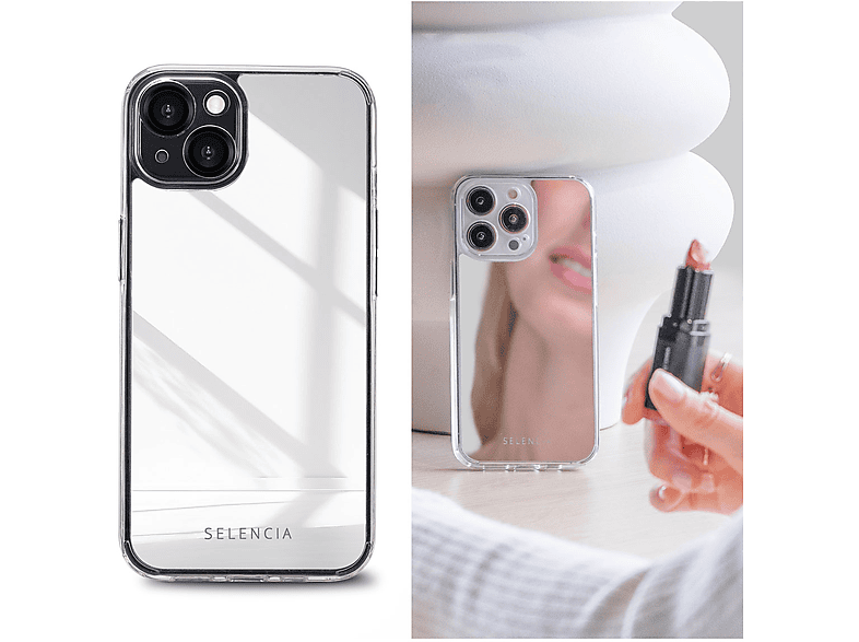 SELENCIA Mirror Backcover Telefoonhoesje voor Apple iPhone 13 Zilver ...