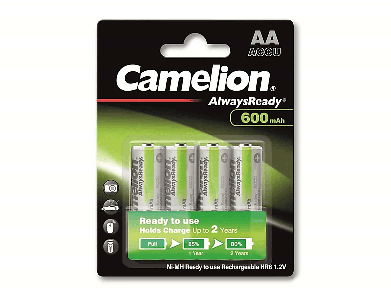 CAMELION AA, Mignon LR6, HR6, NiMH Akku mit 1,2V 600mAh in NiMH ...