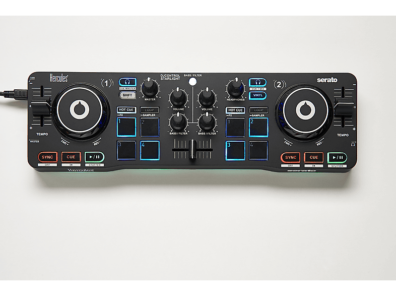 HERCULES DJ CONTROL STARLIGHT DJ-Controller, Schwarz | MediaMarkt