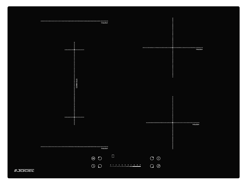 Placa de inducción | JOCEL 5601774007476, 4 zonas, 70 cm, Negro ...