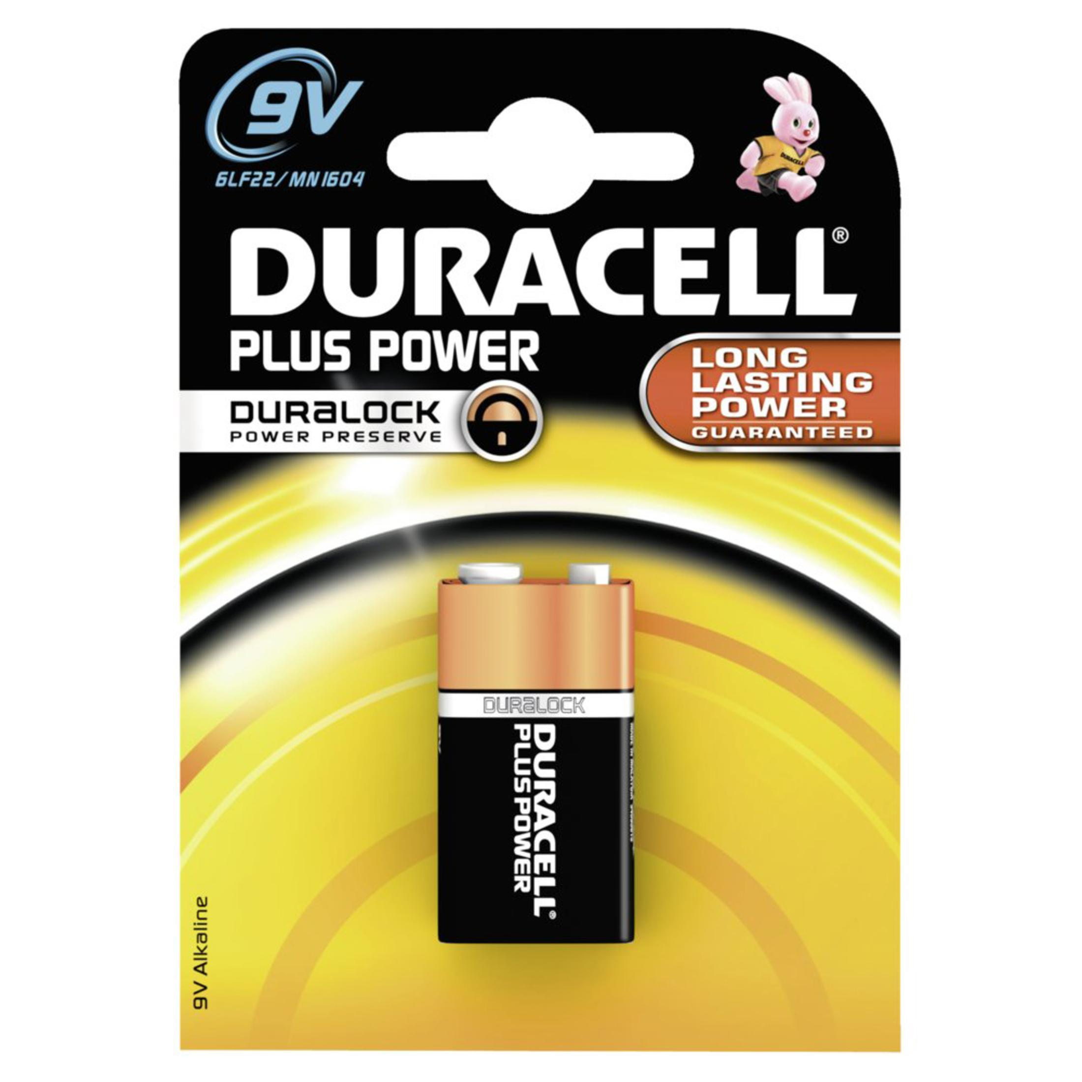 DURACELL 019256 POWER-9V MN1604/6LR61 K1 9 Volt Batterie, Alkaline, 9 ...