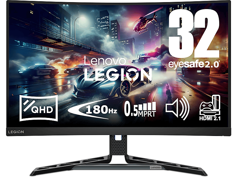 LENOVO R32qc-30 MONITOR GAMING, 31,5 ", QHD, 2560 x 1440 Pixel, tempo ...
