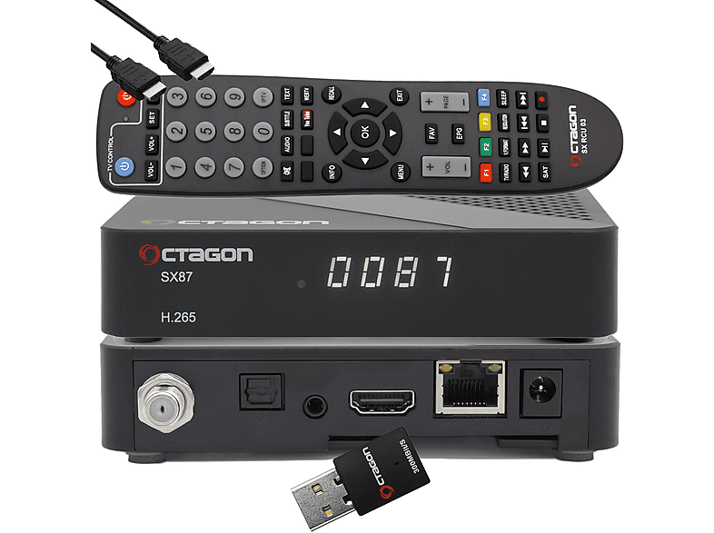 OCTAGON SX87 HD H.265 HEVC Set & IPTV Receiver + 300 WiFi Full-HD Sat ...